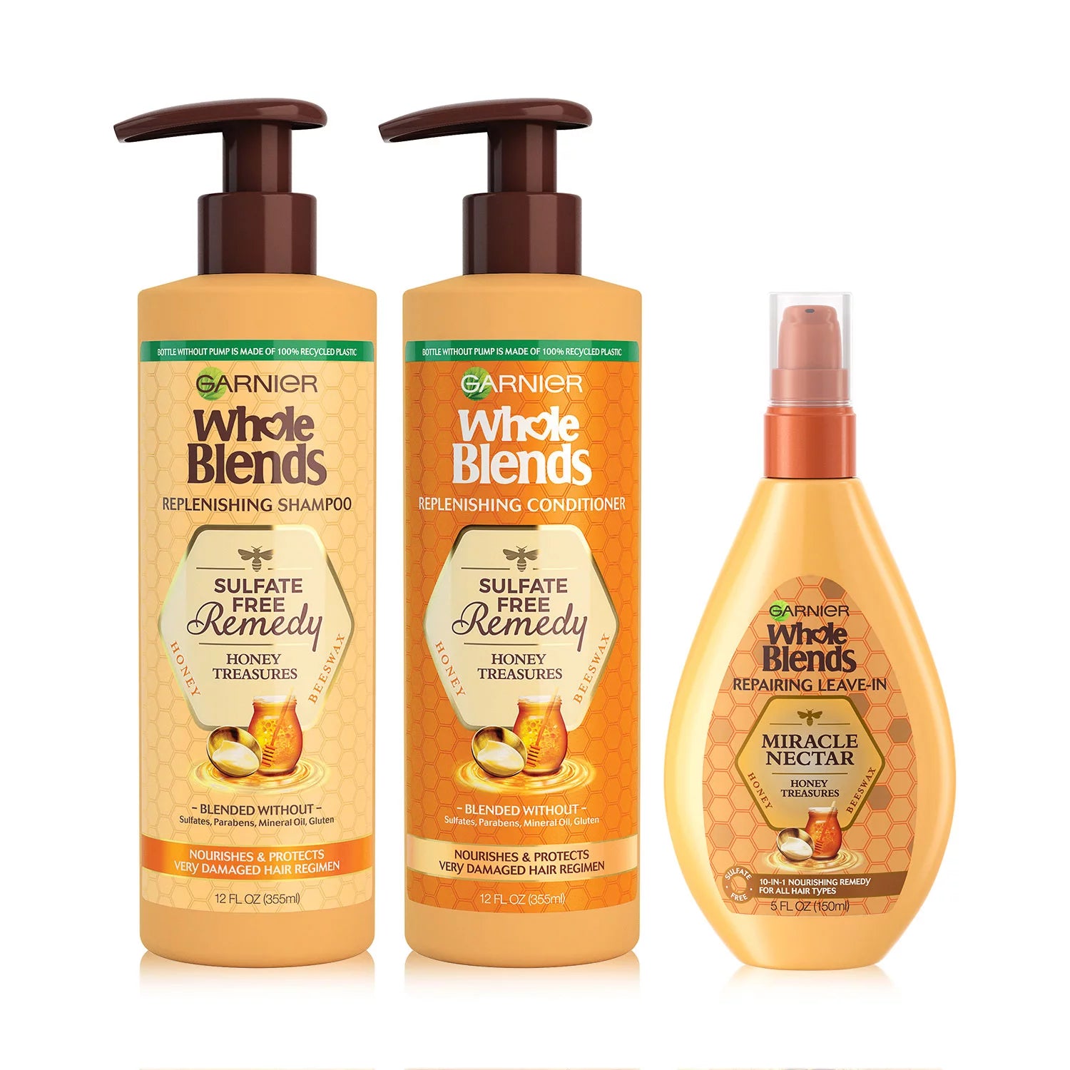 Garnier Whole Blends Honey Treasures Shampoo and Conditioner with Mira