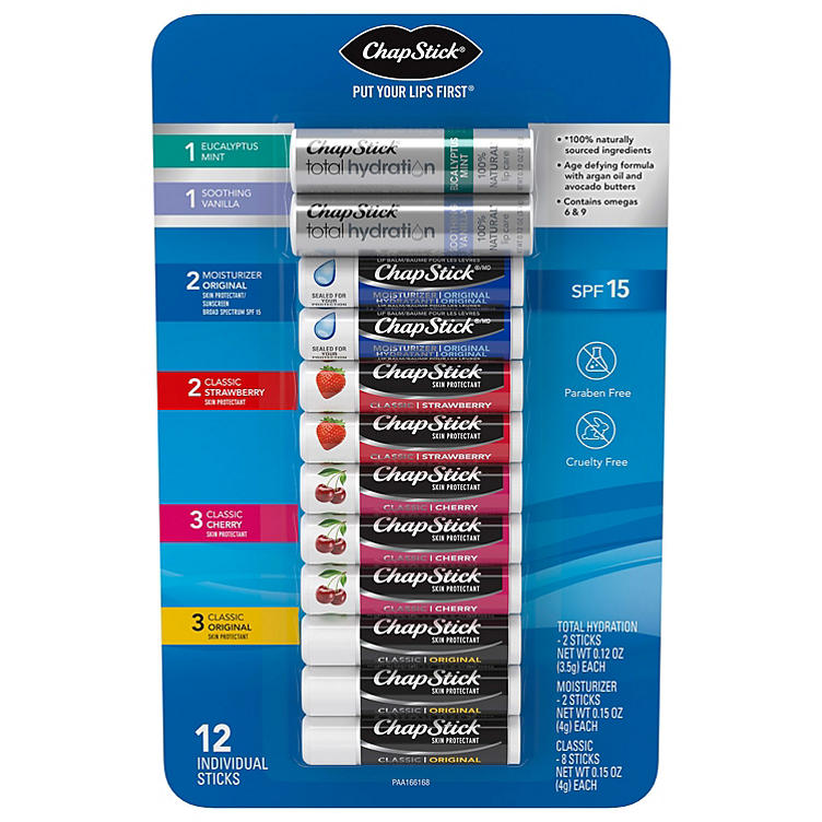 ChapStick Variety Pack Classic Original, Cherry, Strawberry, Lip Moist