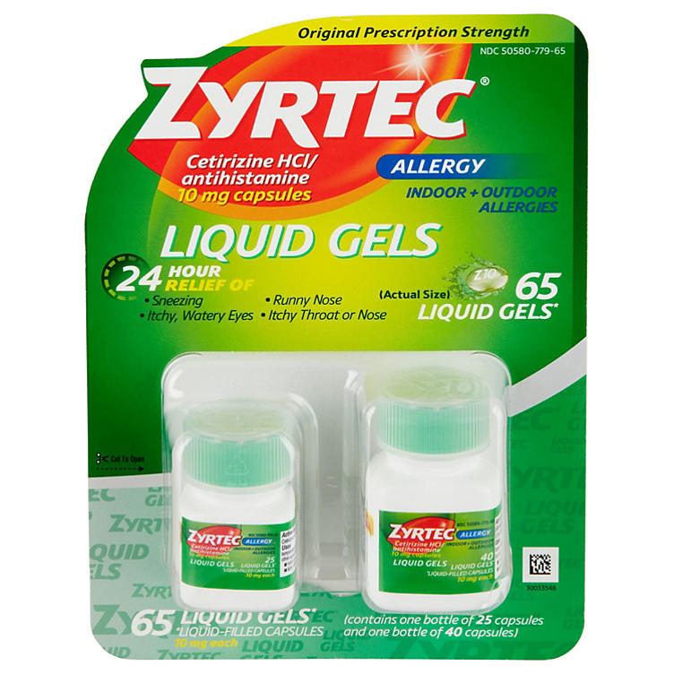 Zyrtec 24 Hour Allergy Relief Liquid Gels (65 ct.)
